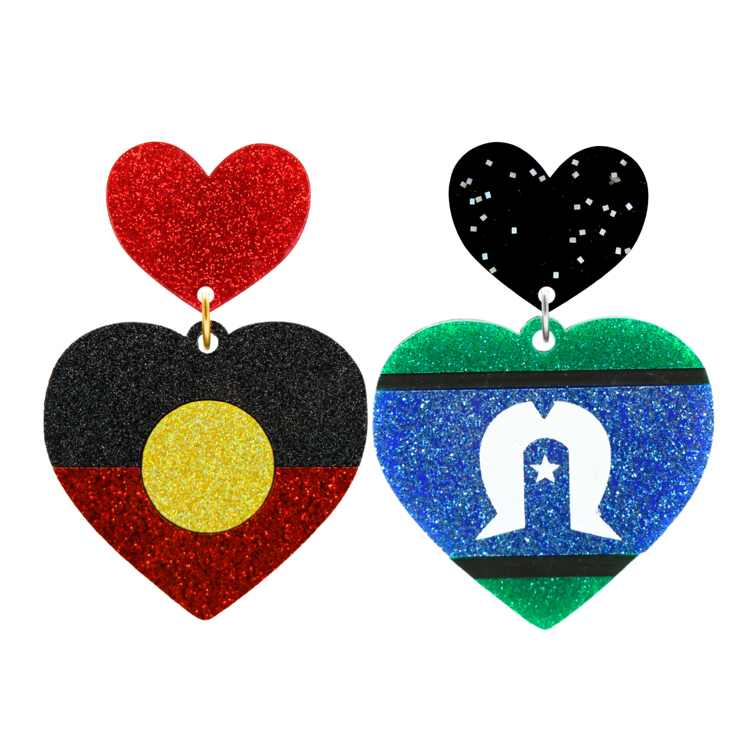 Haus of Dizzy 'First Nations Pride' Glitter Heart Earrings