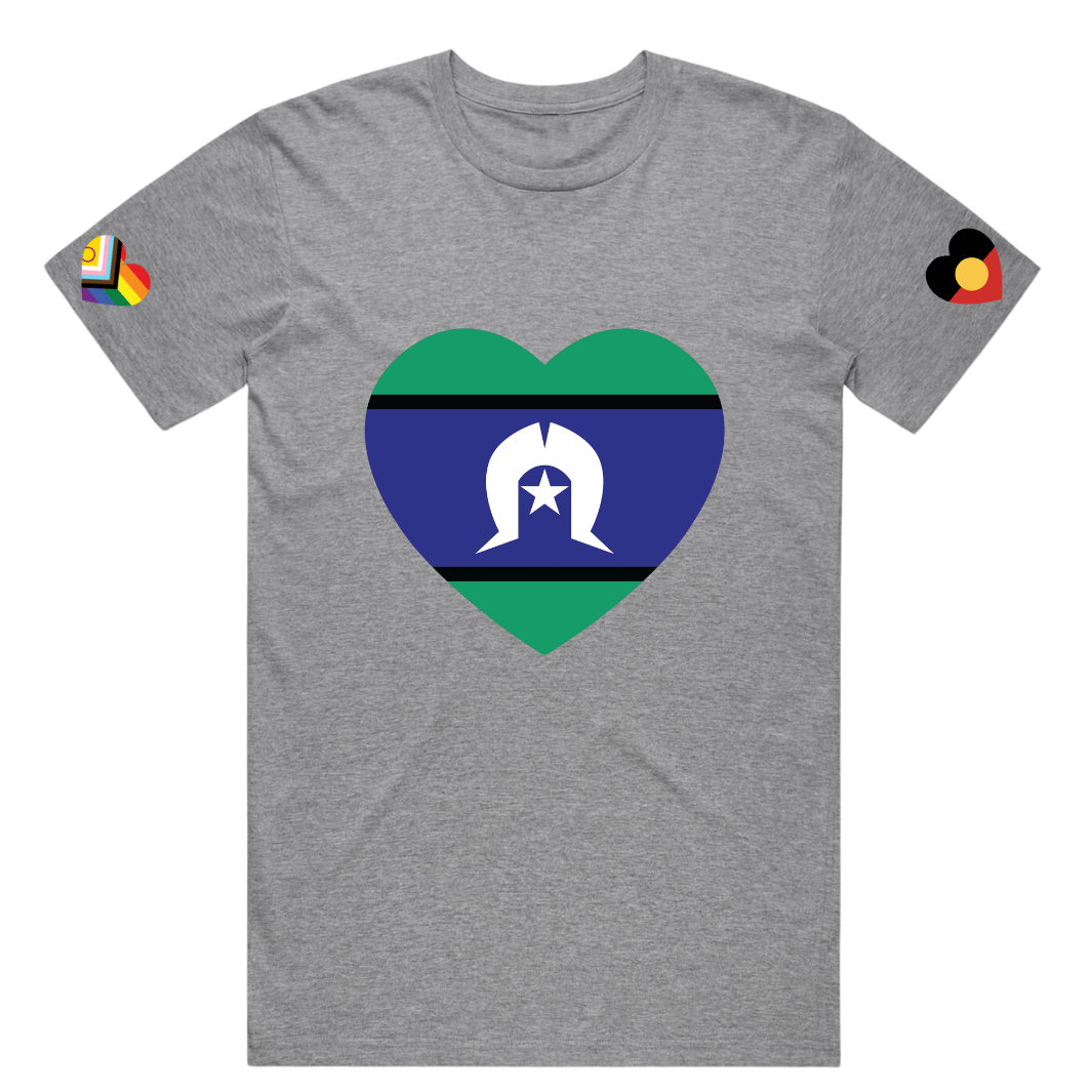 Haus of Dizzy Torres Strait Islander Flag Heart Adult T-shirt