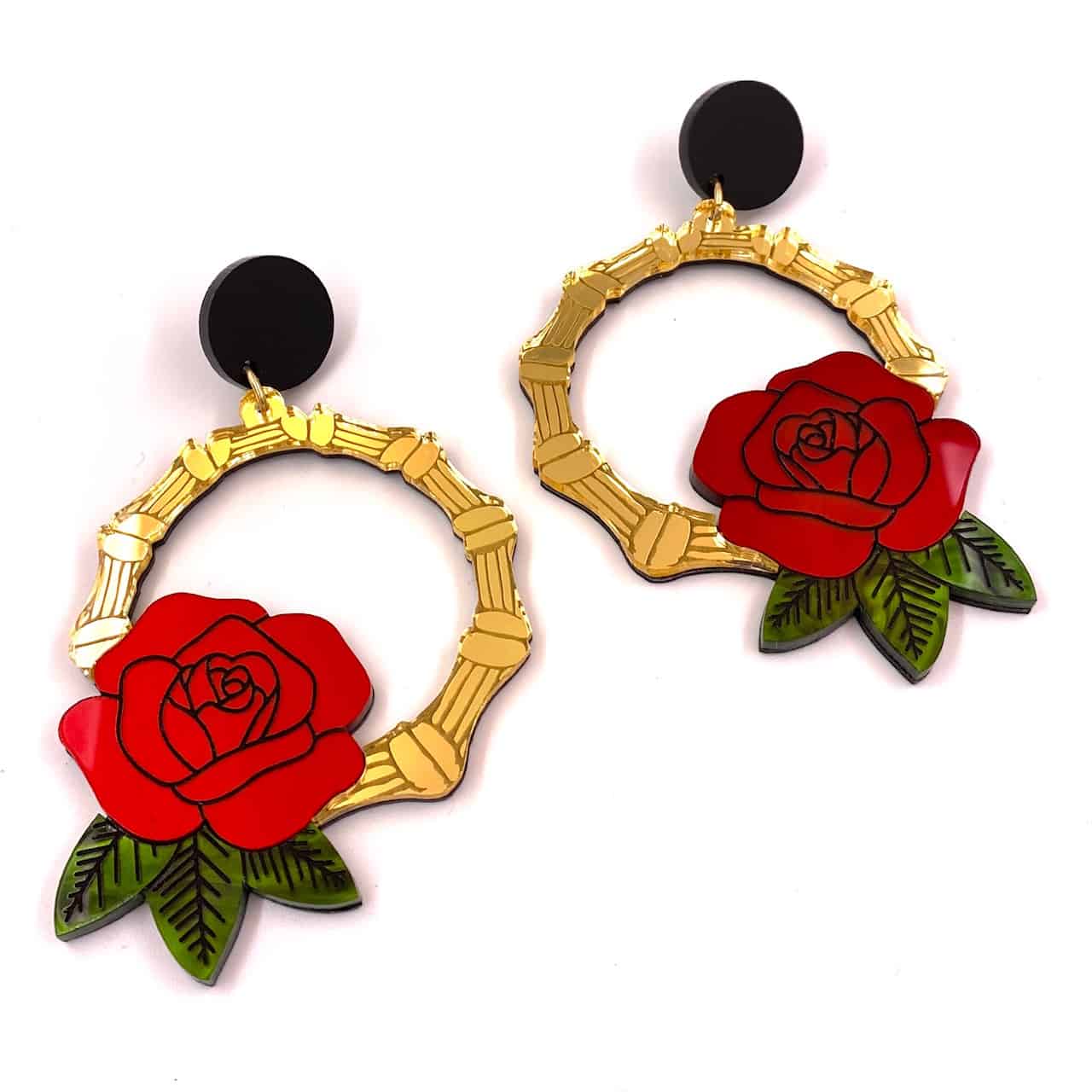 Haus of Dizzy 'Amy' Rose Bamboo Hoop Earrings